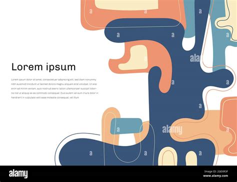 Abstract Modern Template Hand Drawn Blue And Orange Organic Dynamic Shapes Elements Compositions