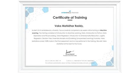 Mahidhar Reddy Vaka On Linkedin Successfully Completed The Machine