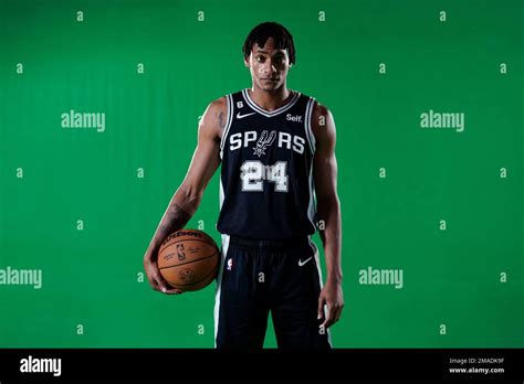 San Antonio Spurs Guard Devin Vassell 24 Poses For Photos During The