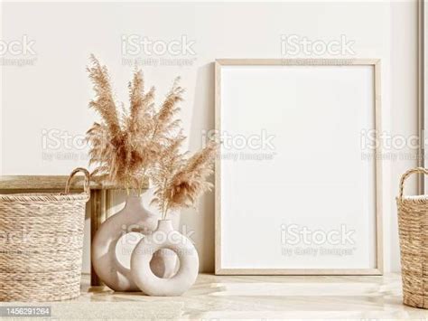 보헤미안 스타일의 인테리어에 있는 프레임과 포스터 모형 3d 렌더링 3d 그림 0명에 대한 스톡 사진 및 기타 이미지 0명 3차원 형태 가구 Istock