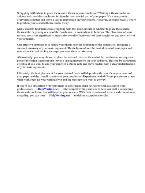 Where Does The Restated Thesis Go In The Conclusion Pdf Essays Thesis