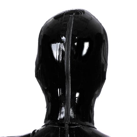 Latex Hood Only Open Nose Holes Back Zipper Rubber Mask Club Wear