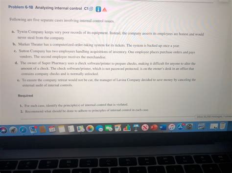 Solved Problem 6 1b Analyzing Internal Control C1 Da