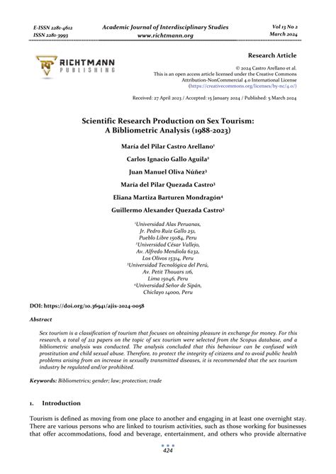 Pdf Scientific Research Production On Sex Tourism A Bibliometric
