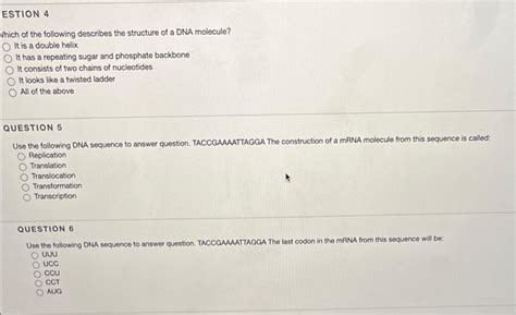 Solved Estion 4 Which Of The Following Describes The