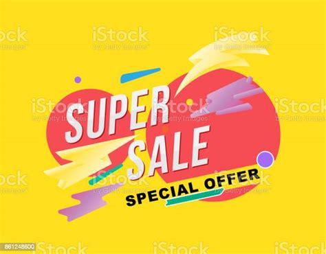 슈퍼 판매 포스터와 전단지입니다 디자인 포스터 전단지 및 노란 배경 배너에 대 한 템플릿 평면 벡터 일러스트 Eps 10 가격에