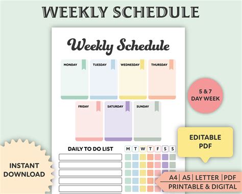 Cute Weekly Schedule Printable
