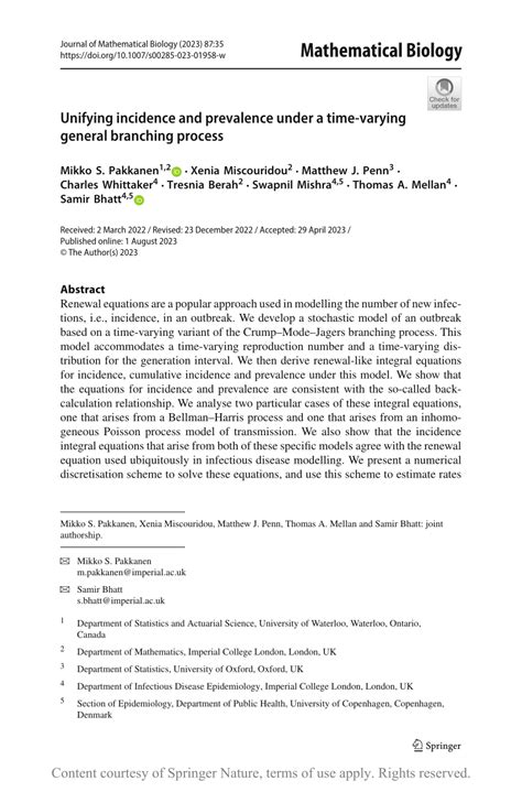 Pdf Unifying Incidence And Prevalence Under A Time Varying General