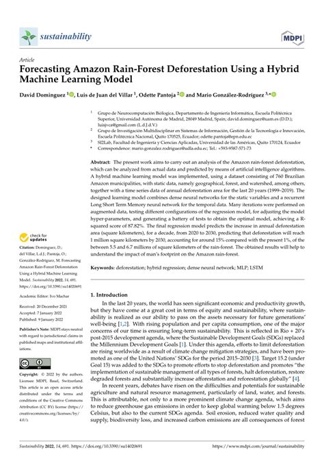 Pdf Forecasting Amazon Rain Forest Deforestation Using A Hybrid Machine Learning Model