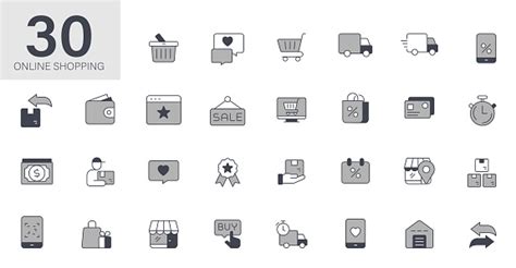 온라인 쇼핑 아이콘 세트 단색 아이콘 컬렉션 벡터 일러스트 레이 션 스톡 일러스트레이션 아이콘 기호 소매 쇼핑 스토어 비즈니스 Qr코드에 대한 스톡 벡터 아트 및 기타