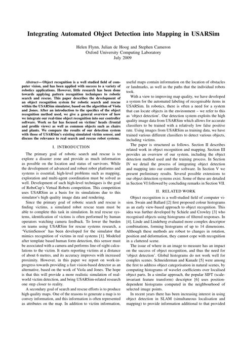 Pdf Integrating Automated Object Detection Into Mapping In Usarsim