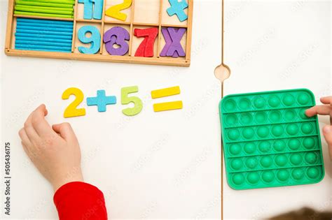 3d Wooden Numbers Implement For Learning To Count With Help Of Digits And Pop It Toy