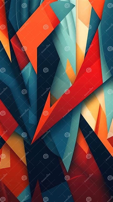Modern Abstract Artwork With Sharp Angular Shapes And Soft Curves Ai Generated Stock