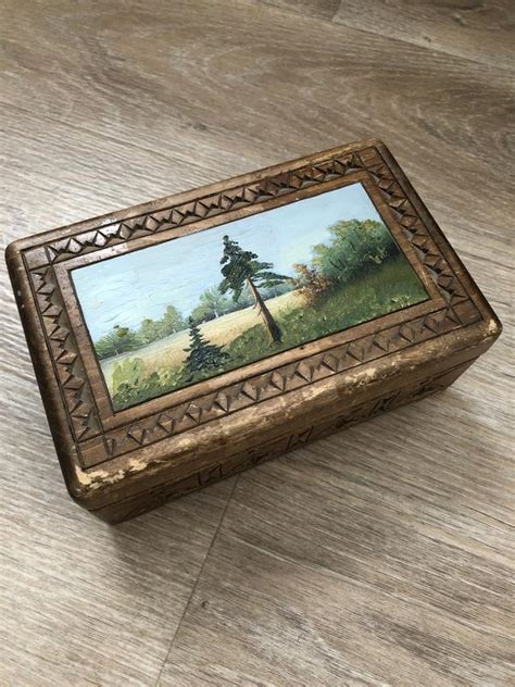 Скринька натуральне дерево вінтаж картина масл — ціна 250 грн у