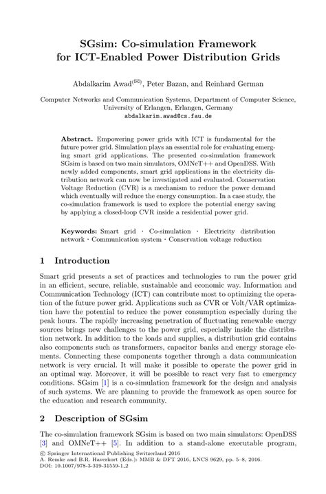 pdf sgsim co simulation framework for ict enabled power distribution