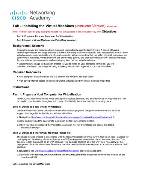 1 1 5 Lab Installing The Virtual Machines Lab Installing The Virtual Machines Instructor