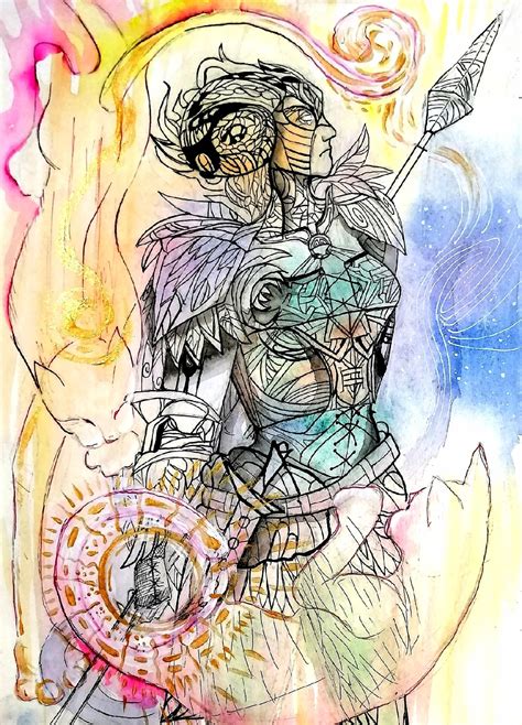 Иллюстрация Фрейя богиня войны и красоты в стиле графика