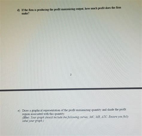 Solved 1 Table 1 The Table Below Shows The Price And Cost