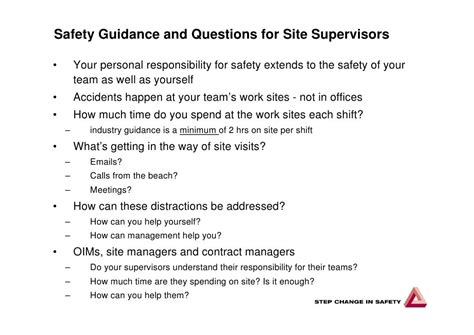 Safety Expectations Of A Site Leader