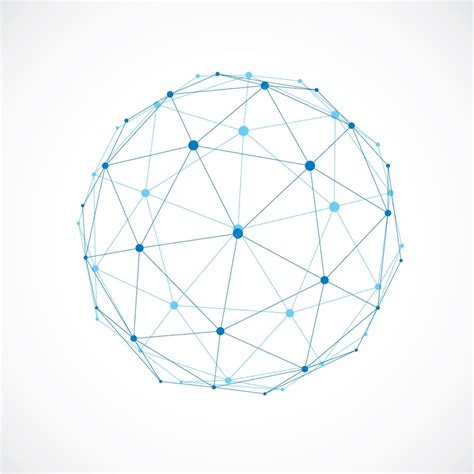 Premium Vector Abstract Vector Low Poly Object With Blue Lines And Dots Connected 3d Origami