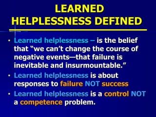 Learned Helplessness Control PPT