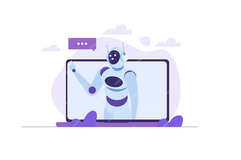 Premium Vector Chatbot Concept Man Talking To Robot Customer Support Service Android