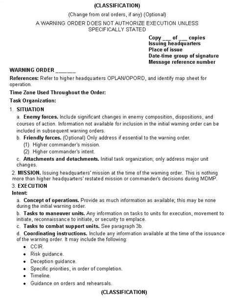 Usmc Warning Order Template Williamson