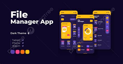 Set Of Vector Templates For Smartphone Interface With Cartoon File Organization System Vector