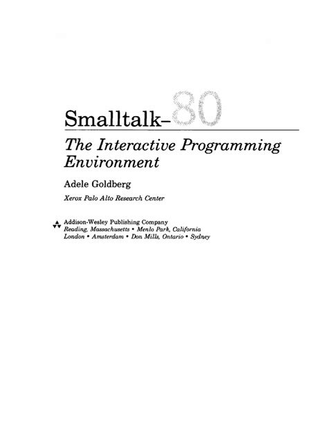 Smalltalk 80 The Interactive Programming Environment Class Computer
