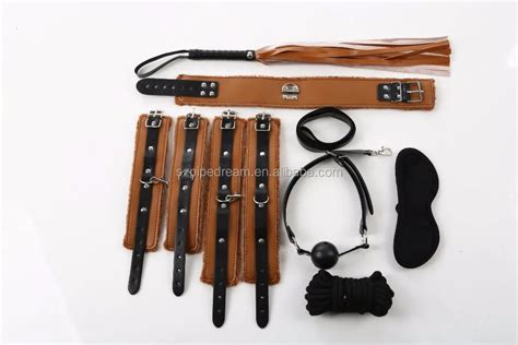 섹스 속박 페티쉬 Bdsm 역할극 수갑 채찍 로프 눈가리개 볼 개그 Pu 가죽 노예 속박 키트 세트 Buy 섹스 페티쉬
