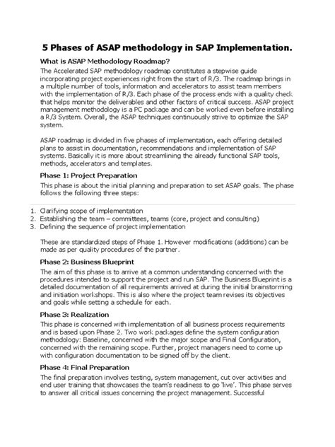 5 Phases Of Asap Methodology In Sap Implementation Pdf Business