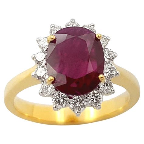 Ruby With Diamond Ring Set In 18k Gold Settings For Sale At 1stdibs