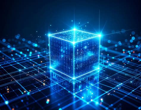 Abstract Technology Cube Representing Data Flow And Processing In A