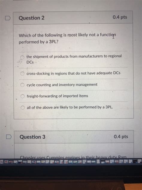 Solved D Question 2 04 Pts Which Of The Following Is Most
