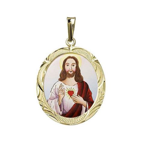 Medalla De Sagrado Corazón De Jesús Más Grande Joya Oro Aljančič