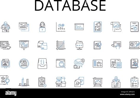 Database Line Icons Collection Data Storage System Data Management