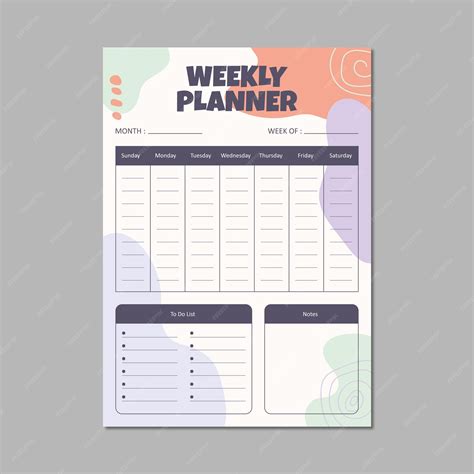Premium Vector Weekly Planner A4 Template Vector