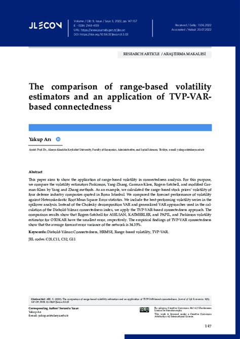 Pdf The Comparison Of Range Based Volatility Estimators And An Application Of Tvp Varbased