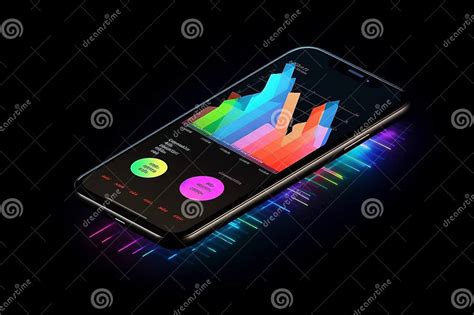 Conceptual Illustration Of A Smartphone Displaying Analytical Data With Colorful Growth Charts