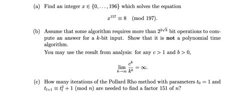 A Find An Integer X E Which Solves The Chegg Com