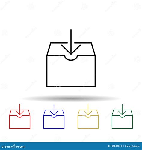 Box And Down Arrow Multi Color Style Icon Simple Thin Line Outline Vector Of Web Icons For Ui