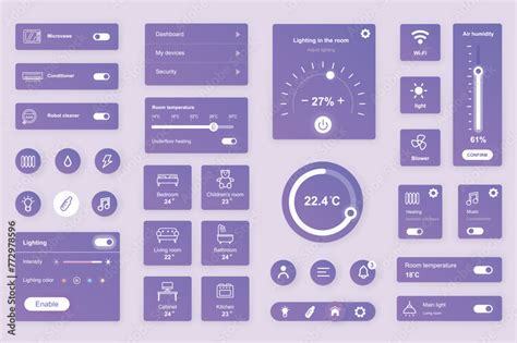 User Interface Elements Set For Smart Home Mobile App Or Web Kit