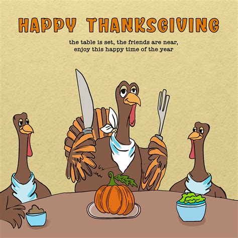 Turkeys Dinner Happy Thanksgiving Card Boomf