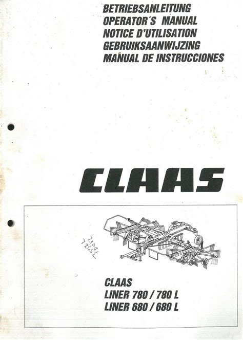 Claas Liner 680 680l 780 780l Twin Rake Operators Manual 680 680l