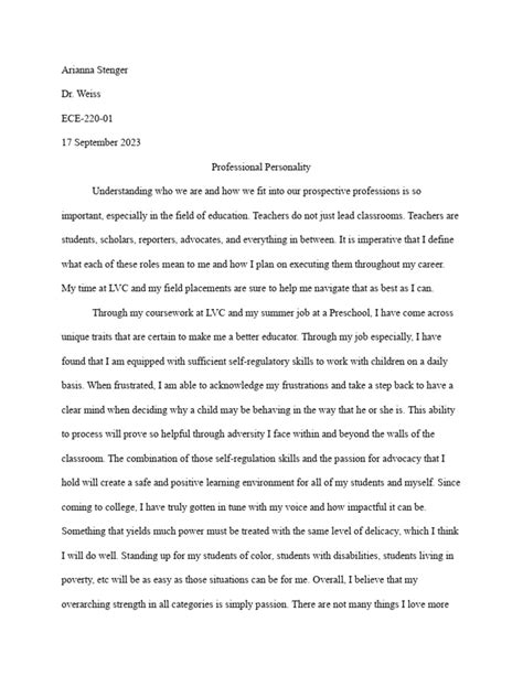 Professional Reflection Pdf