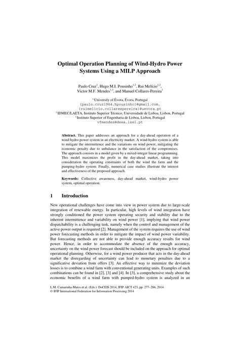 Pdf Optimal Operation Planning Of Wind Hydro Power Systems Using A