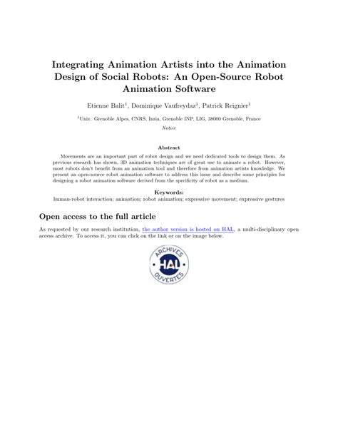 Pdf Integrating Animation Artists Into The Animation Design Of Social