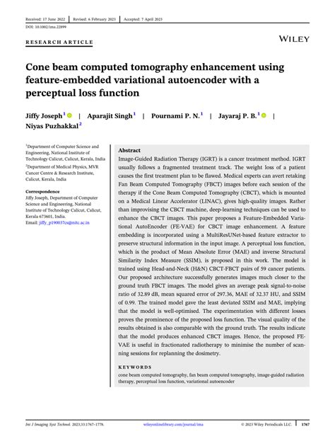 Cone Beam Computed Tomography Enhancement Using Feature‐embedded Variational Autoencoder With A