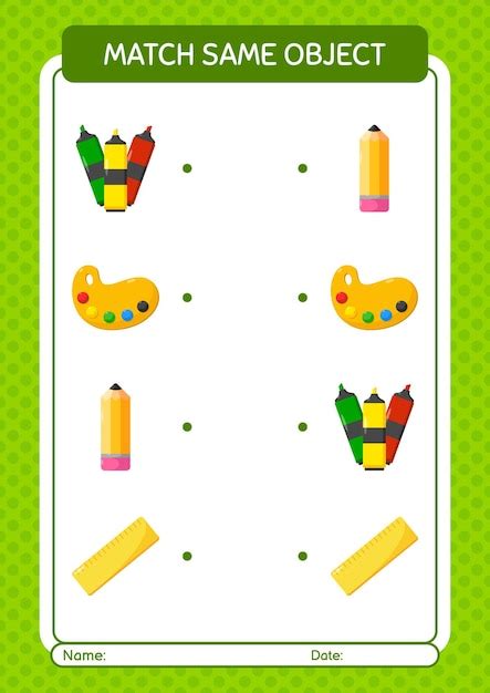 Premium Vector Match With Same Object Game Summer Icon Worksheet For