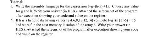 Solved Tutorialwrite The Assembly Language For The